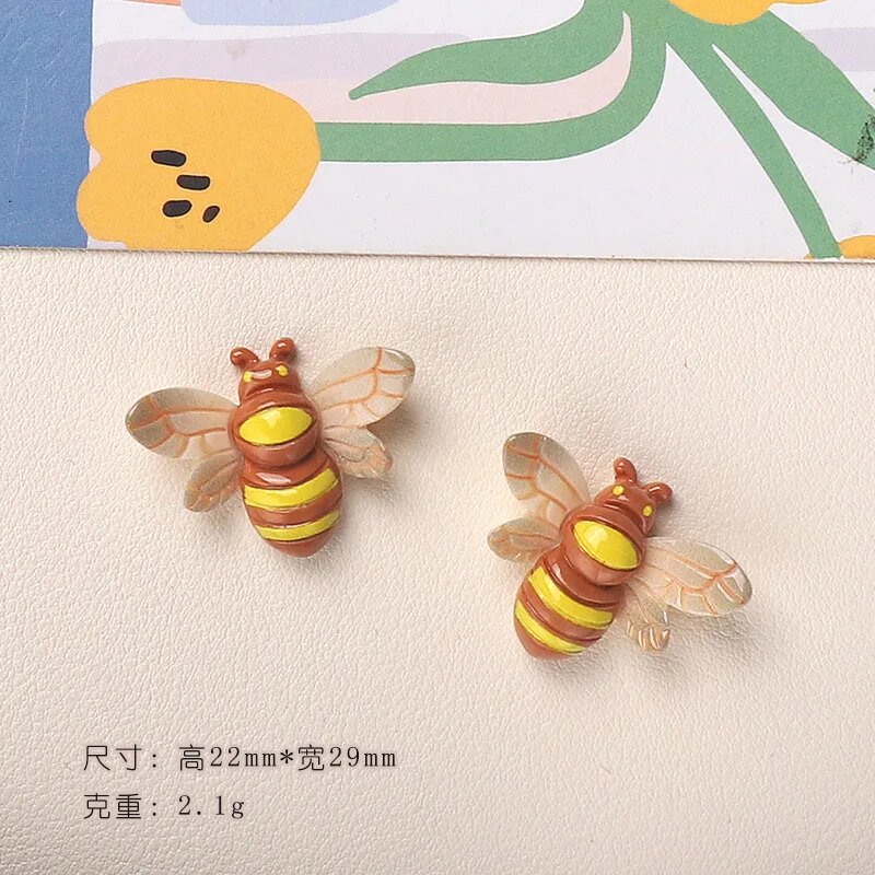 Милые фигурки пчелки для скрапбукинга, 2 шт, Цвет: F, 22x29 мм, 2.1 г