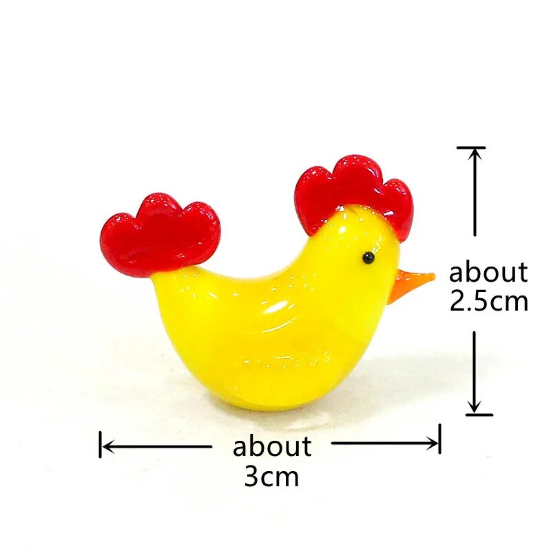 Мини-фигурка цыпленка из стекла, светло-желтый, 3x2.5 см