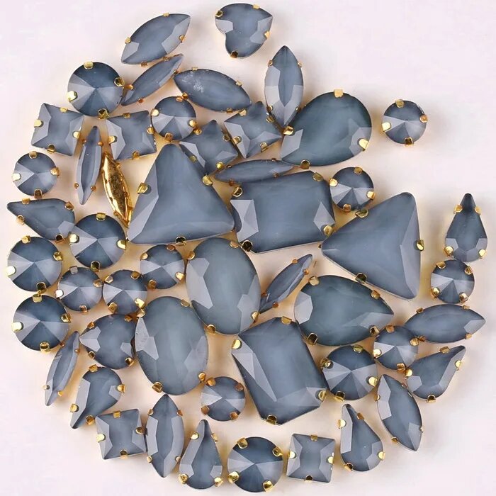 Стразы для рукоделия SNCRYSTAL, золотые лапки, 50 шт, смешанные формы Black diamond