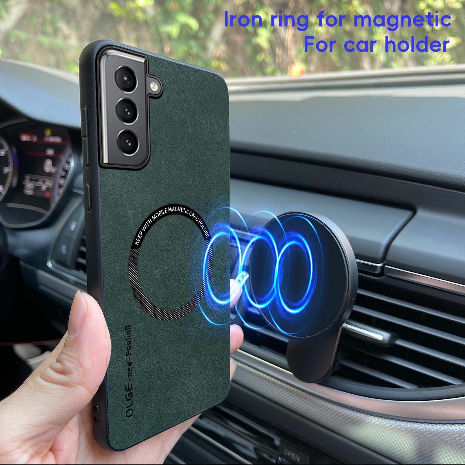 Чехол на Samsung Galaxy S21 /(Самсунг Галакси с21) Роскошная кожа magsafe противоударный