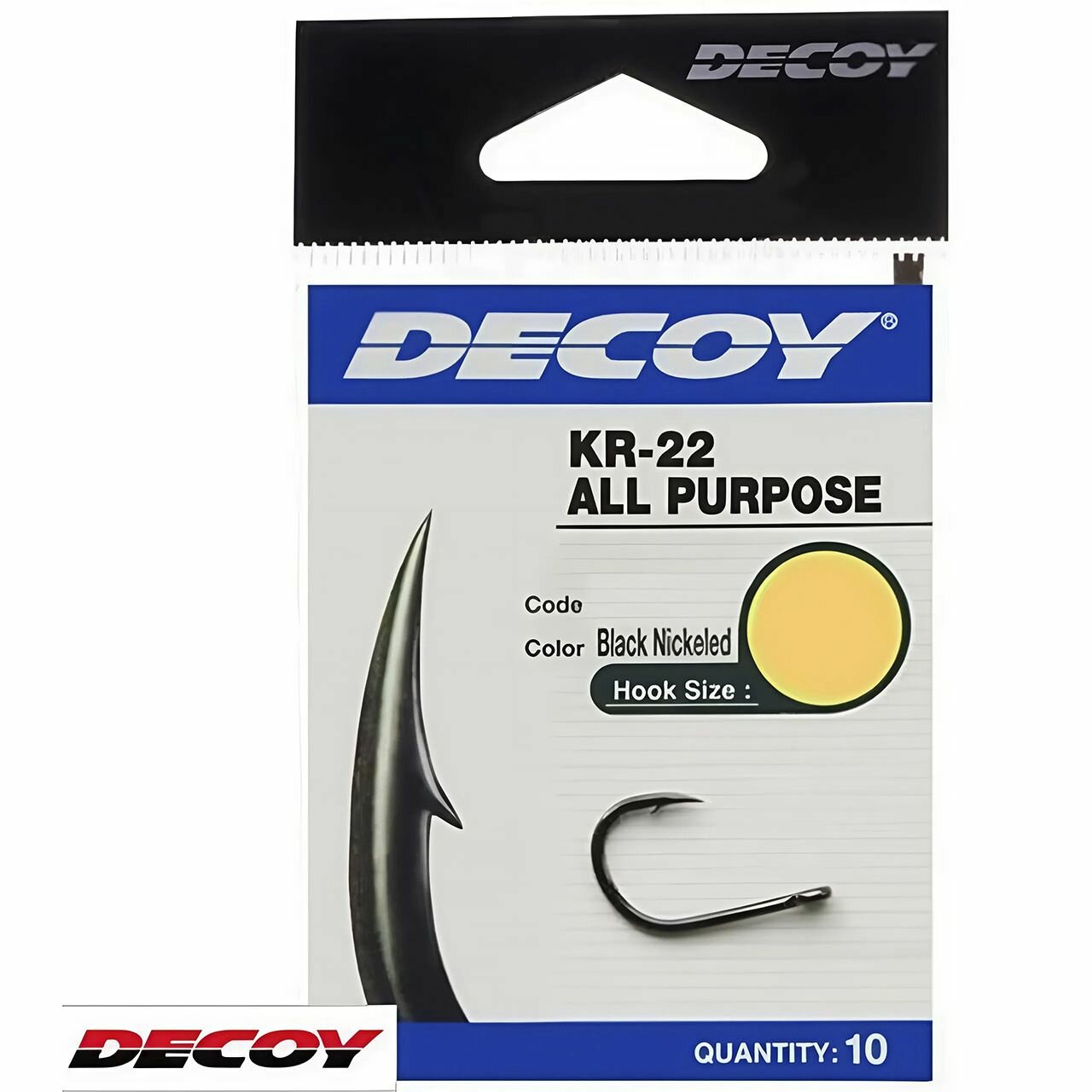 Крючок Decoy одинарный KR-22 #6 BLACK NICKELED (в упаковке 12 штук)