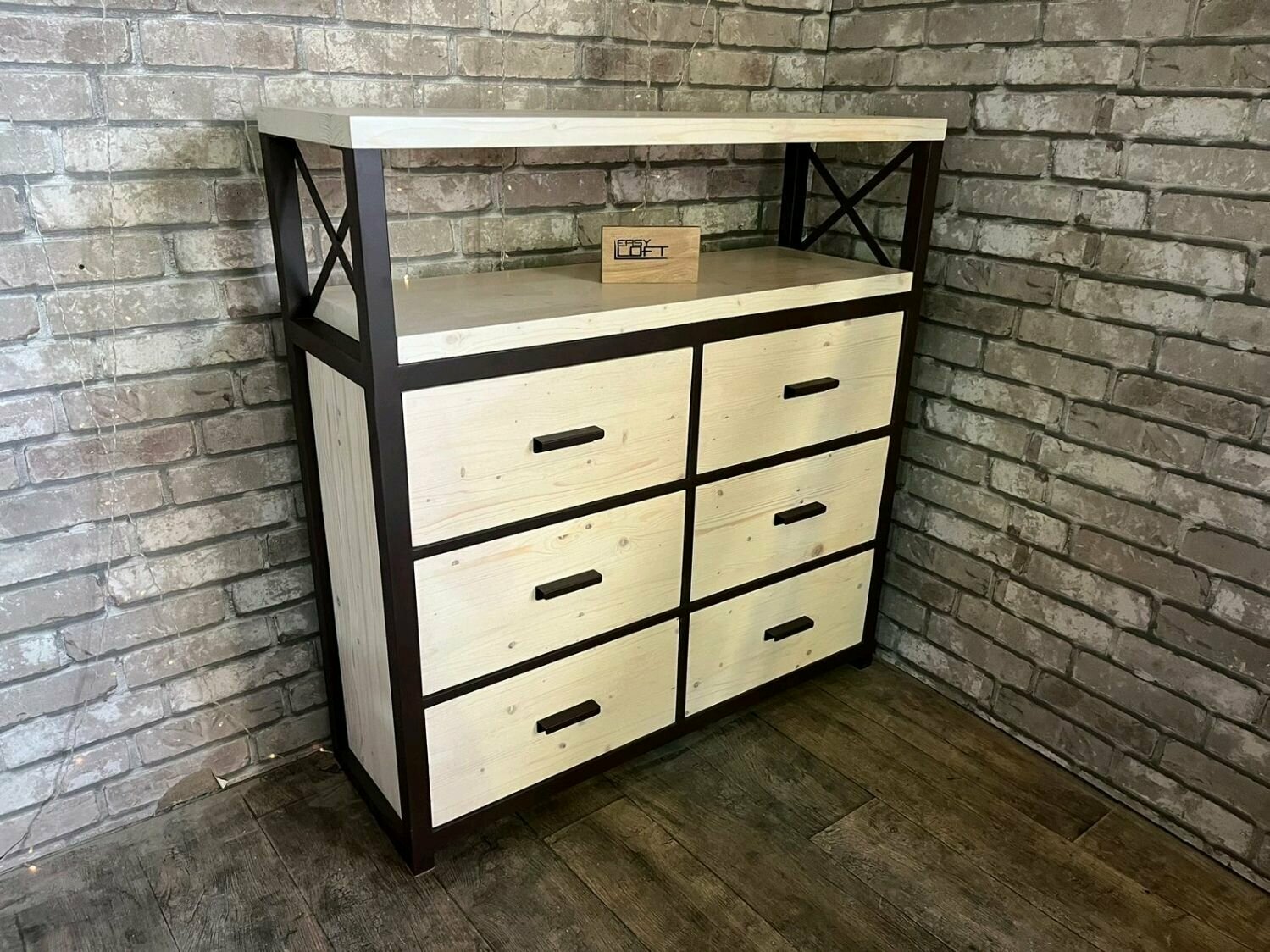 Комод "EasyLOFT" в стиле лофт с ящиками, для дома и дачи, в прихожую, 120х40х125 см.