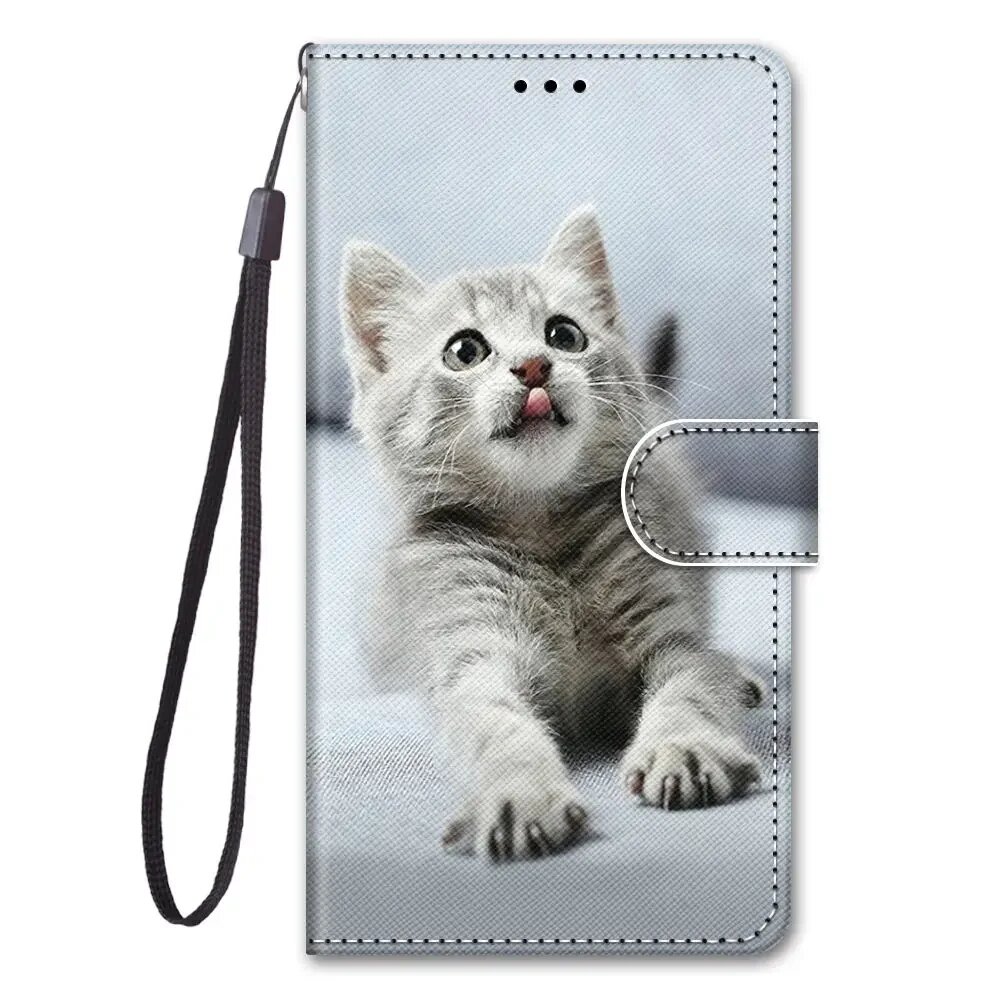 Чехлы-книжки-книжки с милым котом и узором волка для iPhone 15 Pro Max 14 Plus 13 12 11 Pro Max, держатель для карт, подставка для телефона, чехол для книги