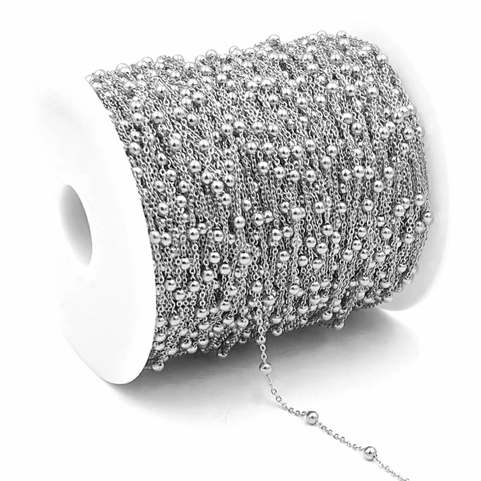 Шариковые цепи из нержавеющей стали золотого цвета 2.8 мм, 3.5 мм 3.5mm, Silver Color