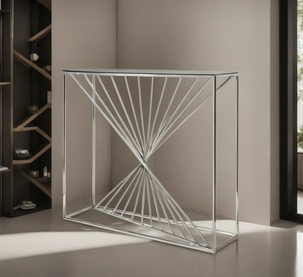 Консольный столик, туалетный столик париж 990х875х280мм (хром/стекло серое графит)