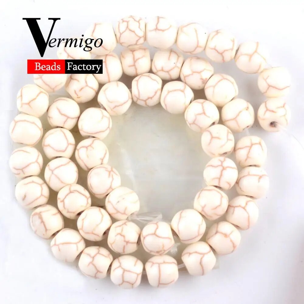 Vermigo тусклые голубые бусины из говлита 4-12 мм Бежевый, 4mm Approx 91pcs, White