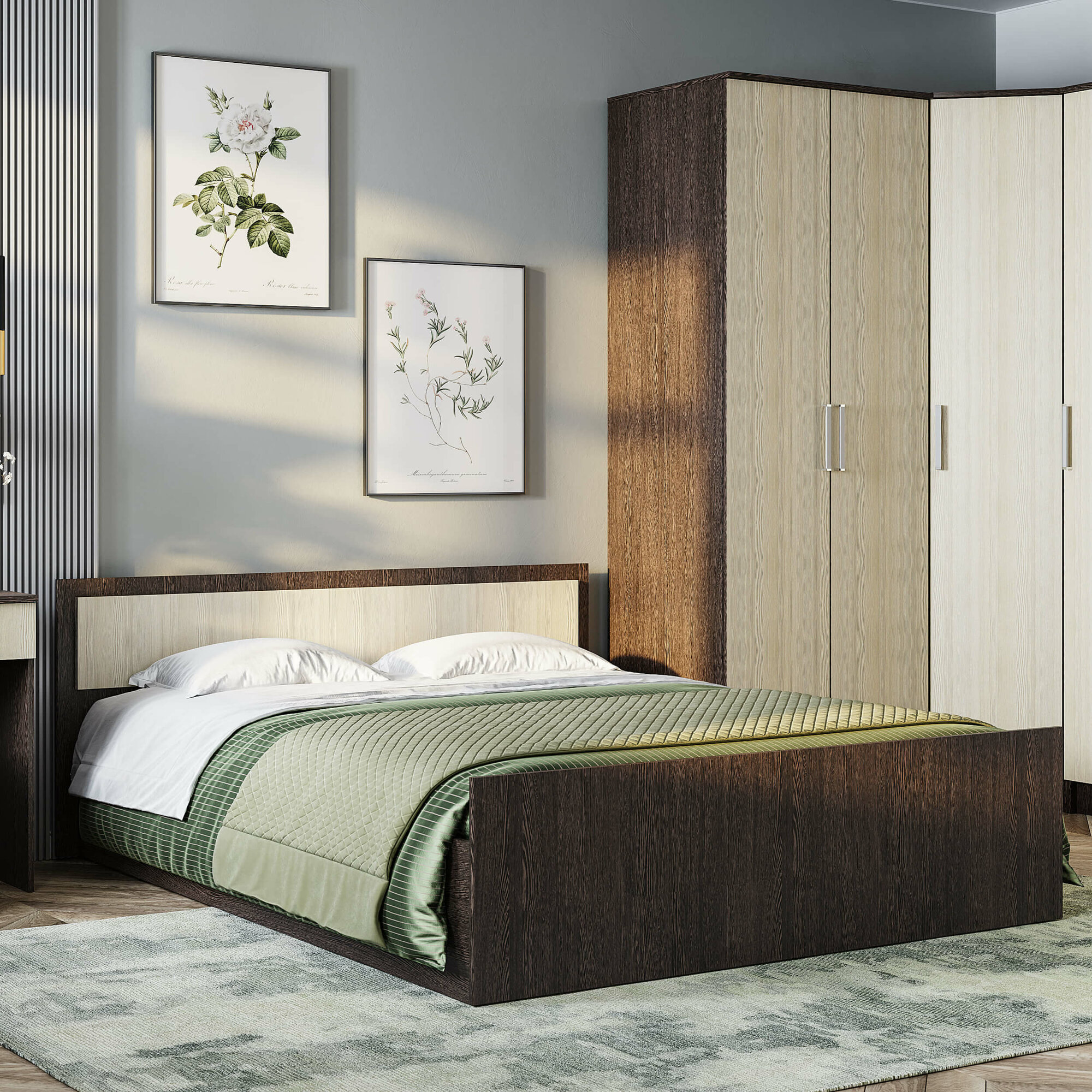 Кровать "Фиеста 1,4 м Light" с ДСП основанием, Венге/Лоредо, ЛДСП, 140х200 см