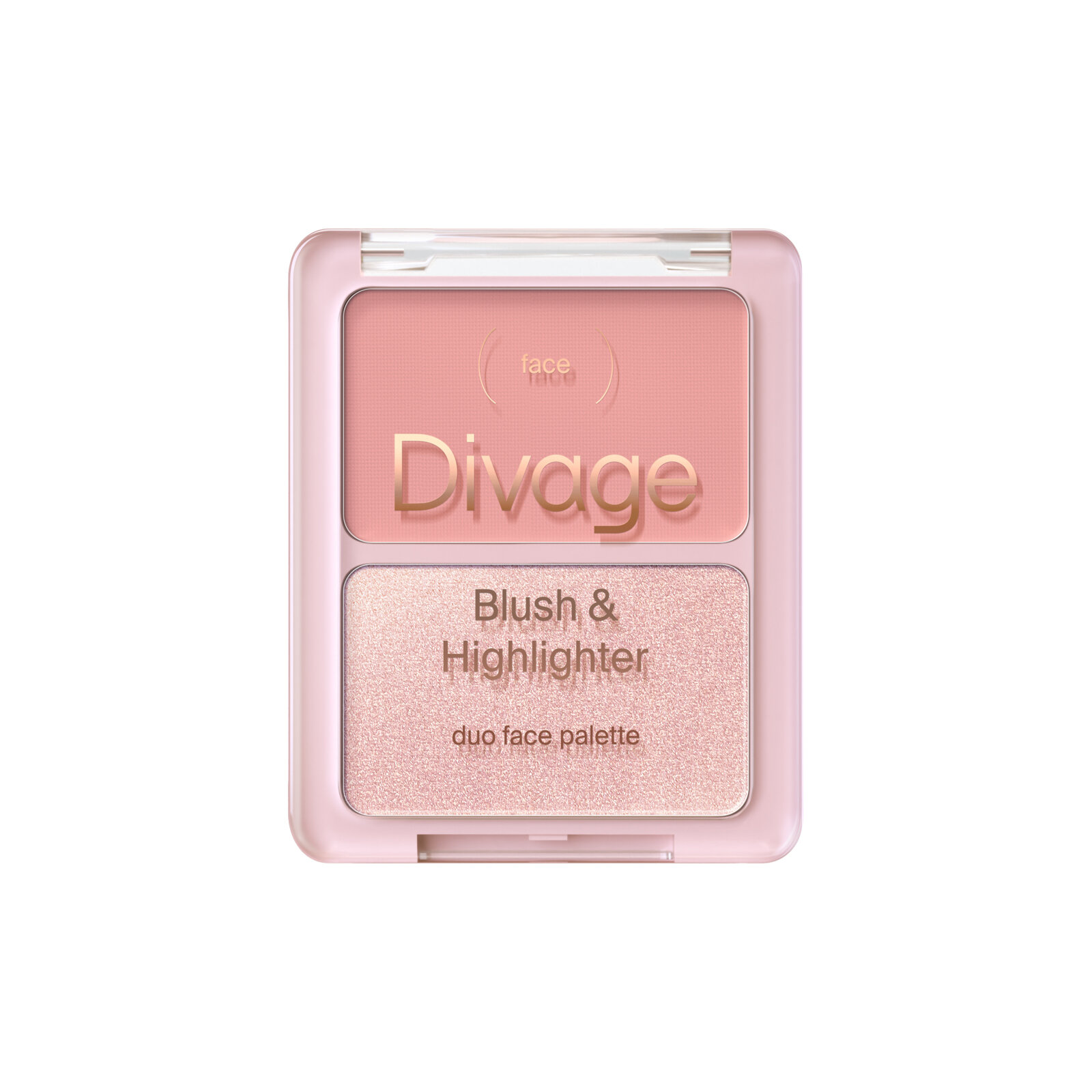 Палетка для лица Divage Blush & Highlighter Duo Face Palette Тон 02 розовый, розовое золото