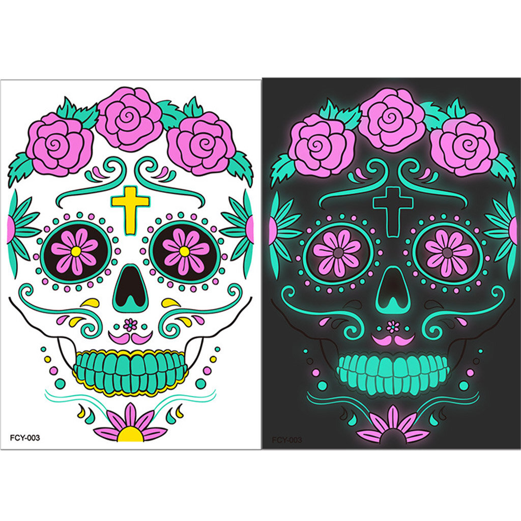 Хэллоуин Временные Татуировки Для Лица Набор Для Макияжа Череп Цветочный Скелет Веб Полная Маска Для Лица Наклейка Тату Семья Вечерние Поставки