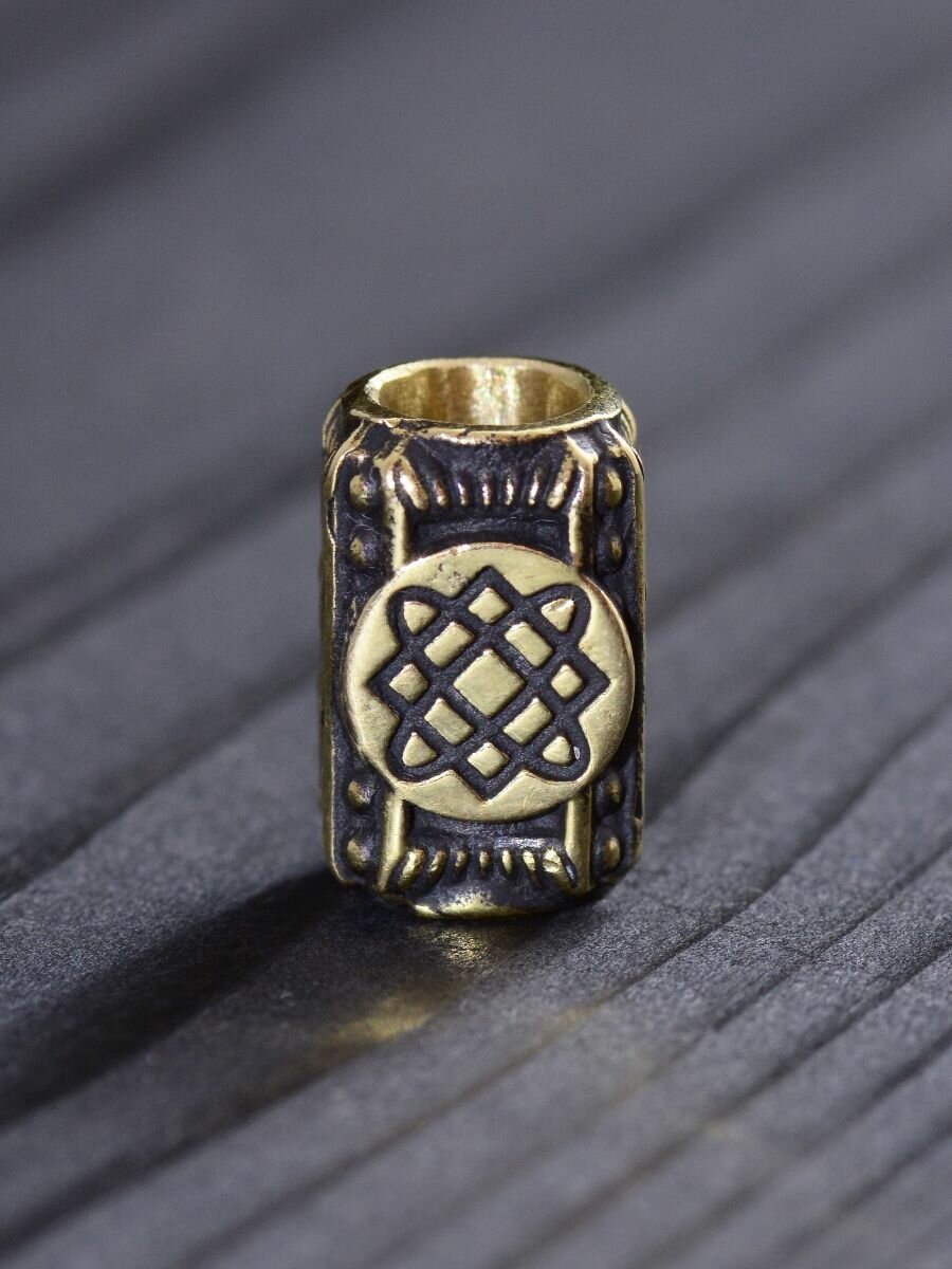 Бусина для паракорда и кожи из ювелирной латуни, Hobbylive - Звезда Лады (квадрат)