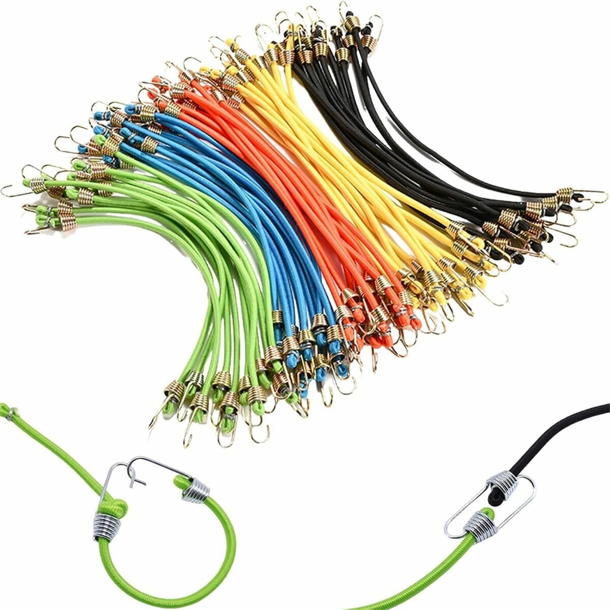 Маленькие банджи-шнуры с крючками, 12 шт, регулируемая резиновая эластичная резинка для багажника на крыше, подвешиваемого на открытом воздухе