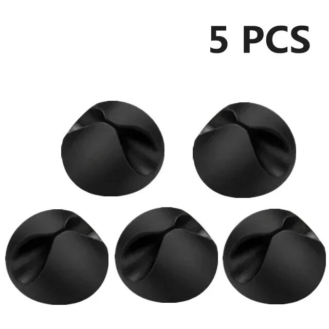 1/5/10/20 шт, зажимы для кабеля, силиконовый органайзер для кабеля, настольный держатель Black 5PCS
