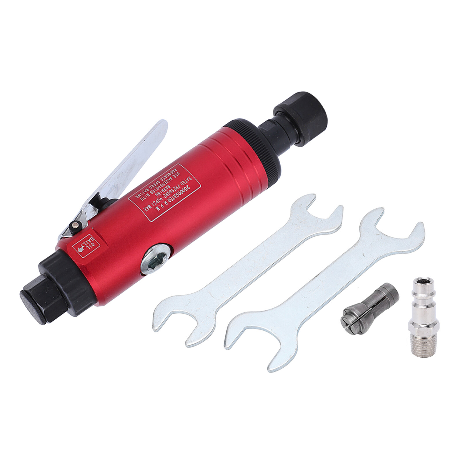 Пневматическая шлифовальная машина 25000 об/мин, 90 PSI, прямая, с цангой 3 мм - 6 мм для полировки, европейского типа.