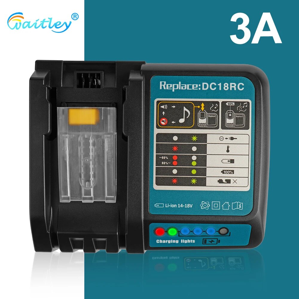 Waitley аккумулятор для Makita 18В 6.0Ah 3A Charger EU Plug