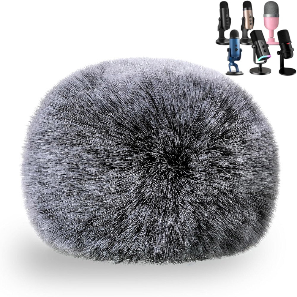 Мягкий меховой поп-фильтр для микрофона blue yeti pro, серый