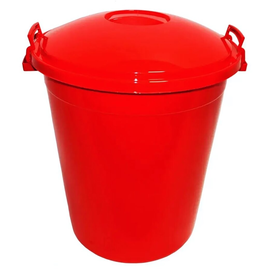 Бак для мусора 70 л с крышкой, пластик, микс цветов, ручки для переноски