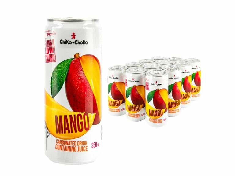 Газированный напиток Chiko-Choko, низкокалорийный, с содержанием сока манго, 0.33 литра 12 шт.