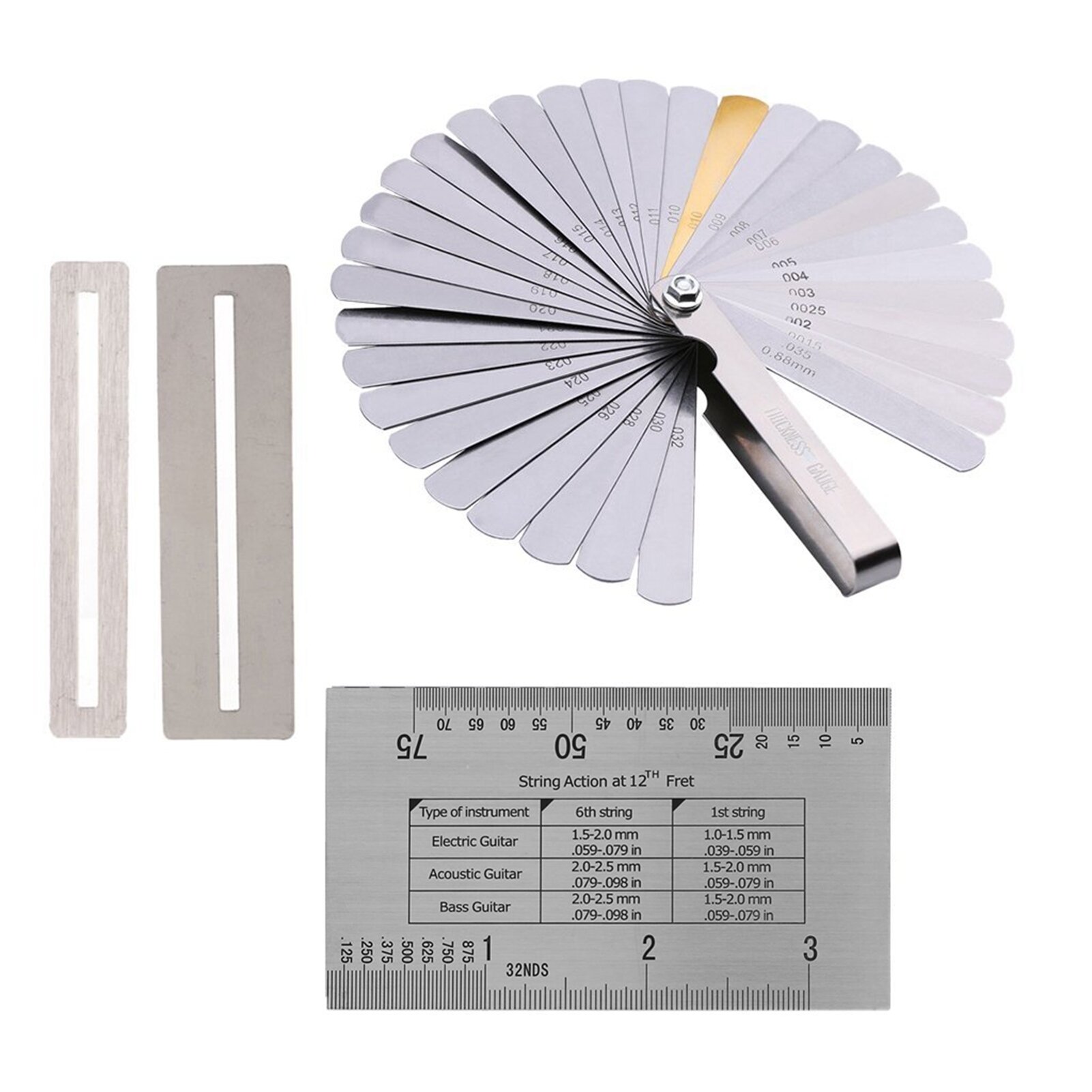 Guitar Gauge Ruler, Easy to Disassemble Feeler Gauge, Mandolin for Electric Bass String Instruments Banjo