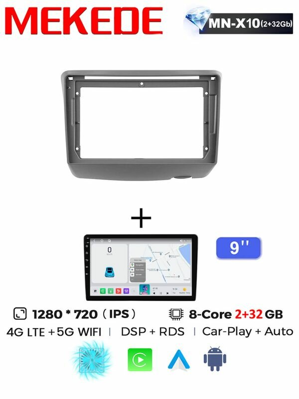 Магнитола 9" Mekede MN X10 Pro 2/32 Gb Toyota Vitz XP10 Yaris Platz Echo 1999-2005 carplay