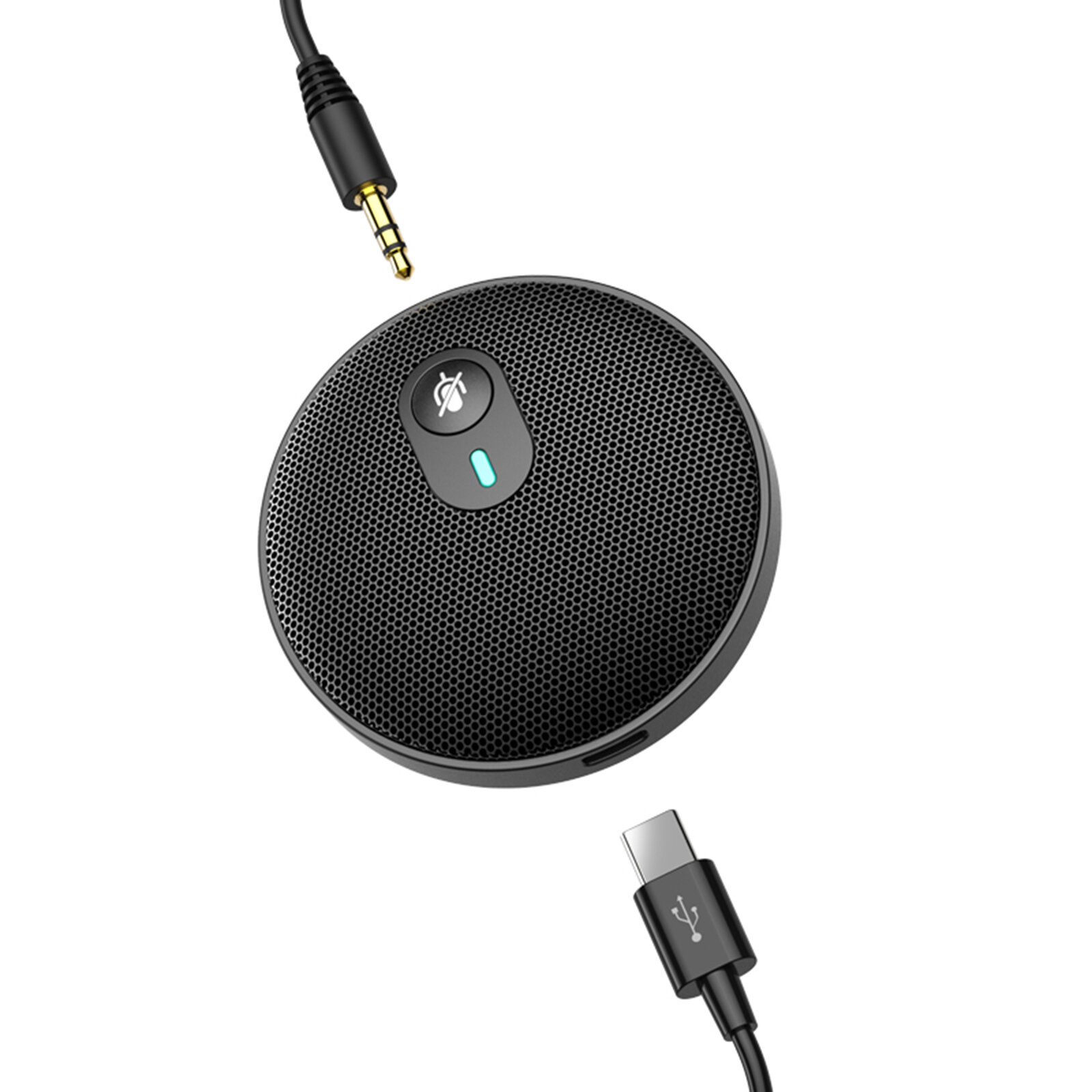 Микрофон конденсаторный ультразвуковой USB U3 всесторонне направленный для совещаний деловых конференций компьютеров настольных ноутбуков ПК голосового чата видеоигр прямых трансляций с подключением AUX 3.5MM Type-C кабелем, 1 шт, длина кабеля 1.5