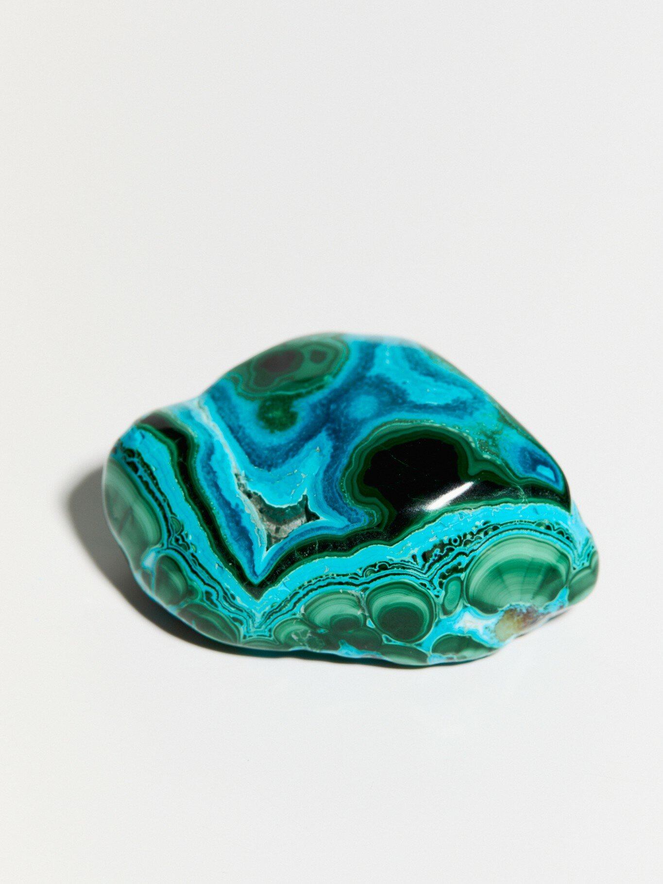 Интерьерная Хризоколла с Малахитом QUARZ, 7,5 см, натуральный камень, 1 шт.