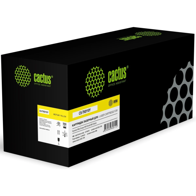 Картридж лазерный Cactus CS-TK8110Y TK-8110Y Asia-Pacific желтый (6000стр.) для Kyocera Mita Ecosys M8124cidn/M8130cidn — фото 1