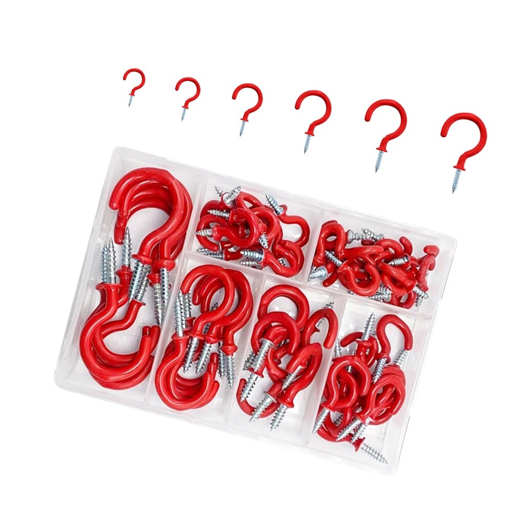 70 шт. Винтовых крючков с Резиновым покрытием разных Размеров для подвешивания внутри и Снаружи Помещений