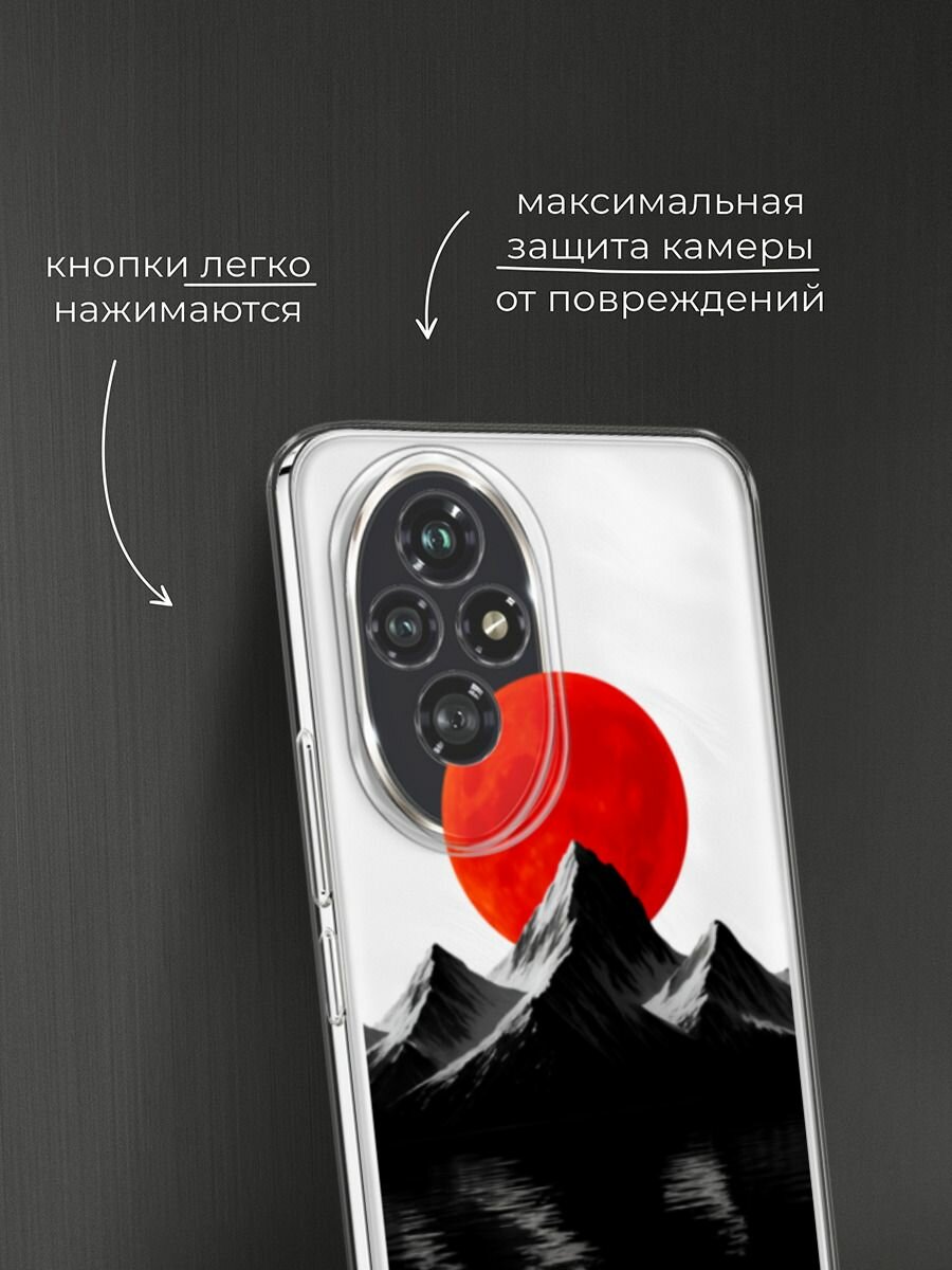 Чехол на Honor 200 / Хонор 200 с принтом Черная гора, прозрачный — фото 1
