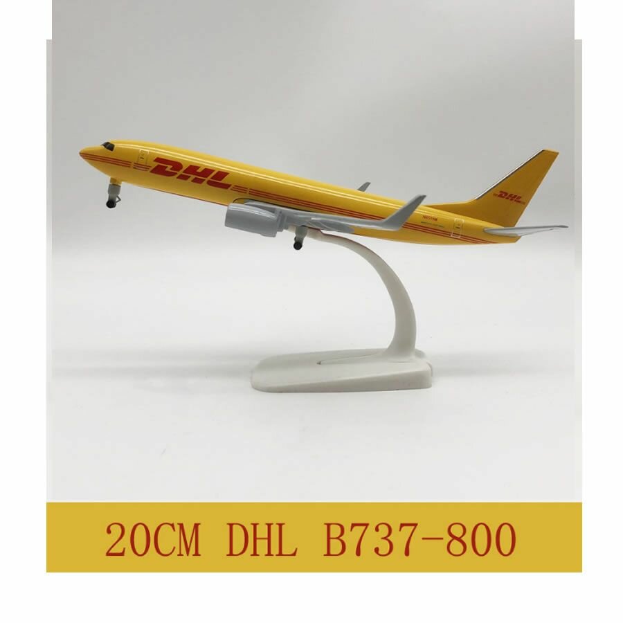 Модель самолета 20 см, Boeing 737 DHL, металл, на подставке