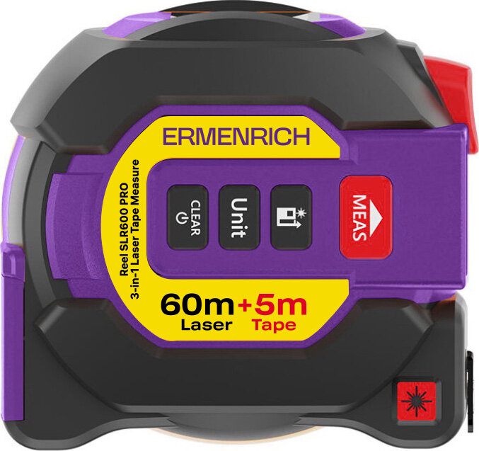 Рулетка с лазерным дальномером («3 в 1») Ermenrich Reel SLR600 PRO