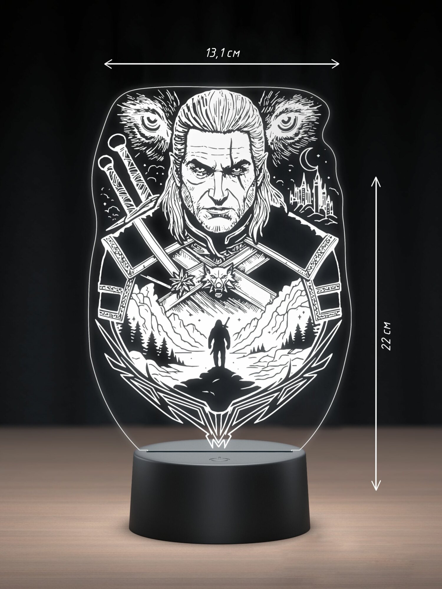 Ночник Игра Ведьмак - The Witcher. Подарок геймеру — декор для игровой комнаты с символикой популярных игр, узнаваемыми персонажами и атмосферой киберспорта. — фото 1