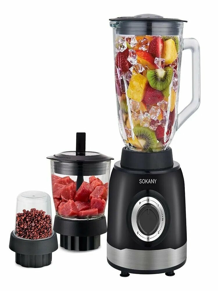 Блендер стационарный FF-CB-12, с кофемолкой, черный, стекло/металл