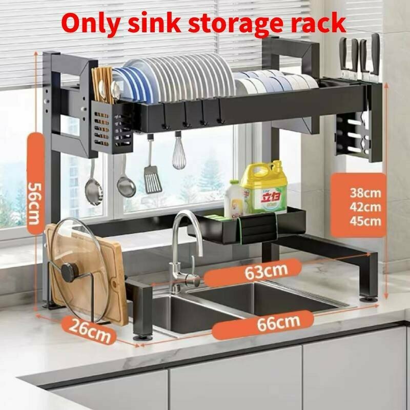 Kitchen dish drainer rack with wall mount design for home storage and drainage single layer 65cm