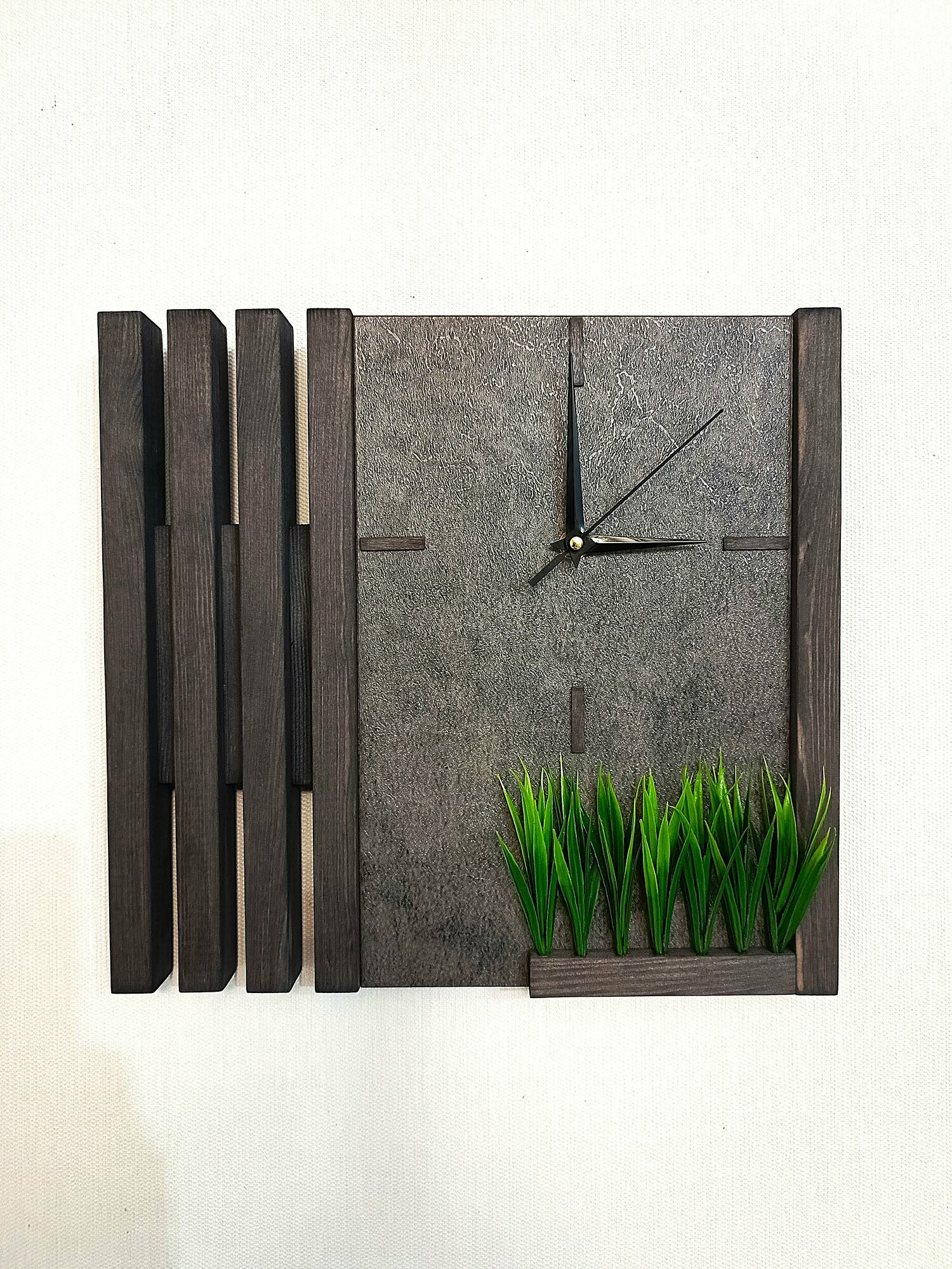 Часы Настенные Интерьерное Дизайнерское Панно с Травой Рейки Лофт