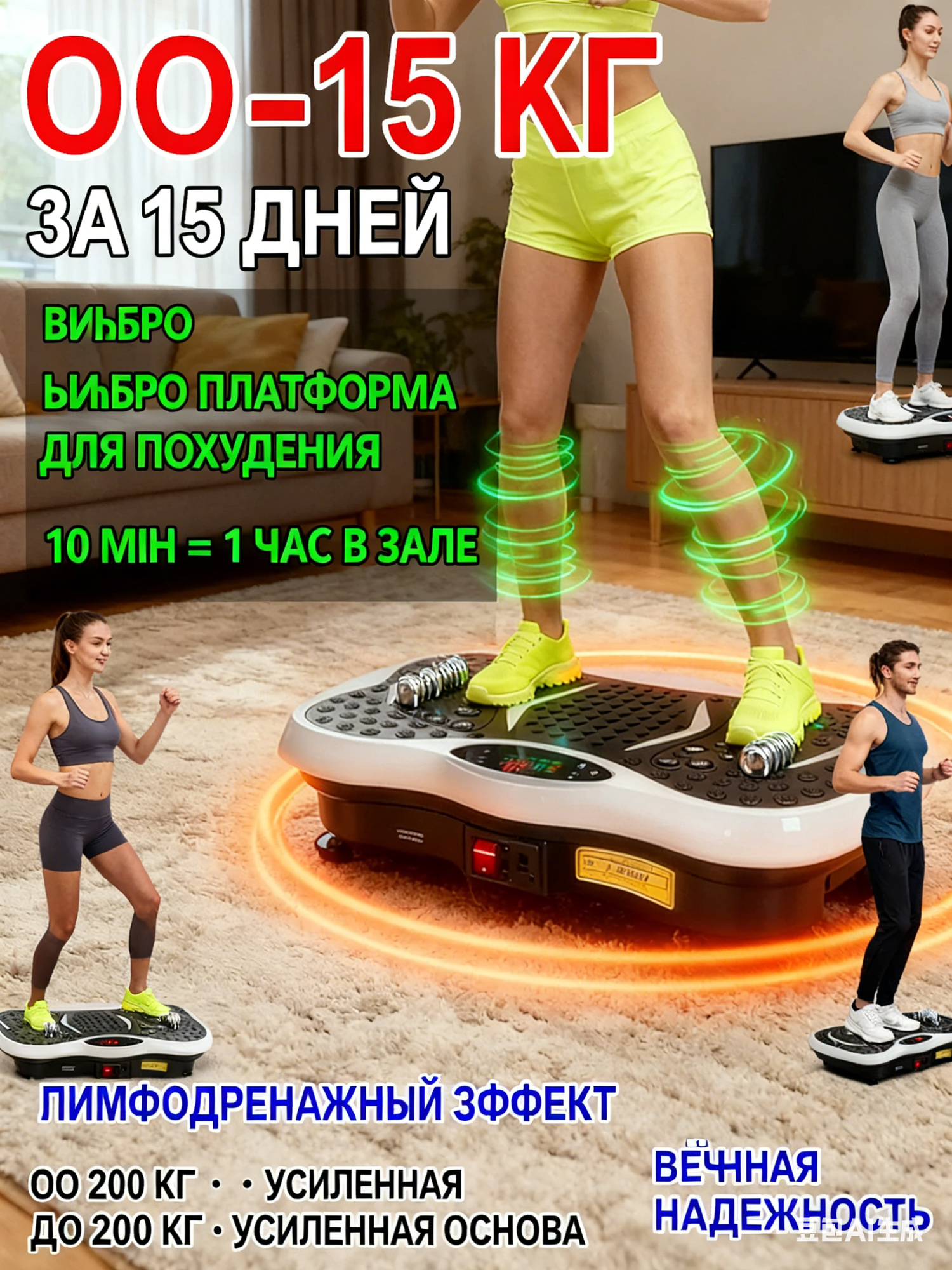 Виброплатформа, вибротренажер, кардио степпер, фитнес-платформа, спортивный тренажер для похудения с эспандерами