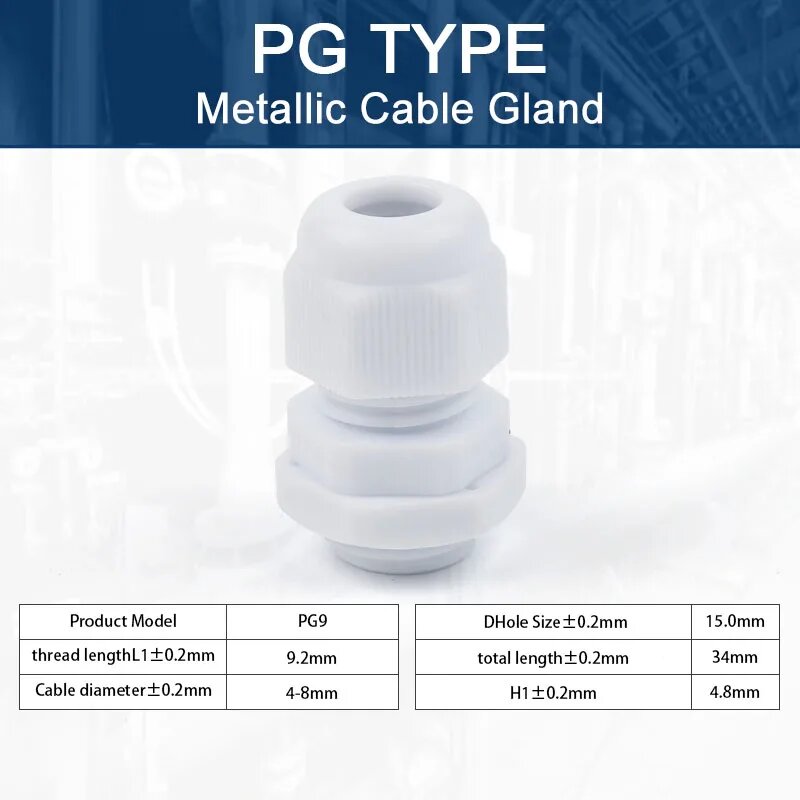 5 шт. IP68 водонепроницаемые регулируемые кабельные вводы PG7 PG9 PG11 PG13.5 PG16 PG19 черные, белые пластиковые нейлоновые соединения