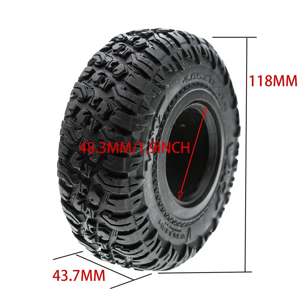 Шины резиновые 1.9" для RC 1/10, 4pcs 00C, черные