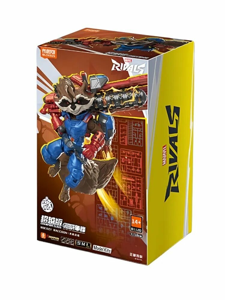 Конструктор Marvel Rivals Ракета Енот Champion Class Blokees, подвижная фигурка Rocket Raccoon 13.8 см