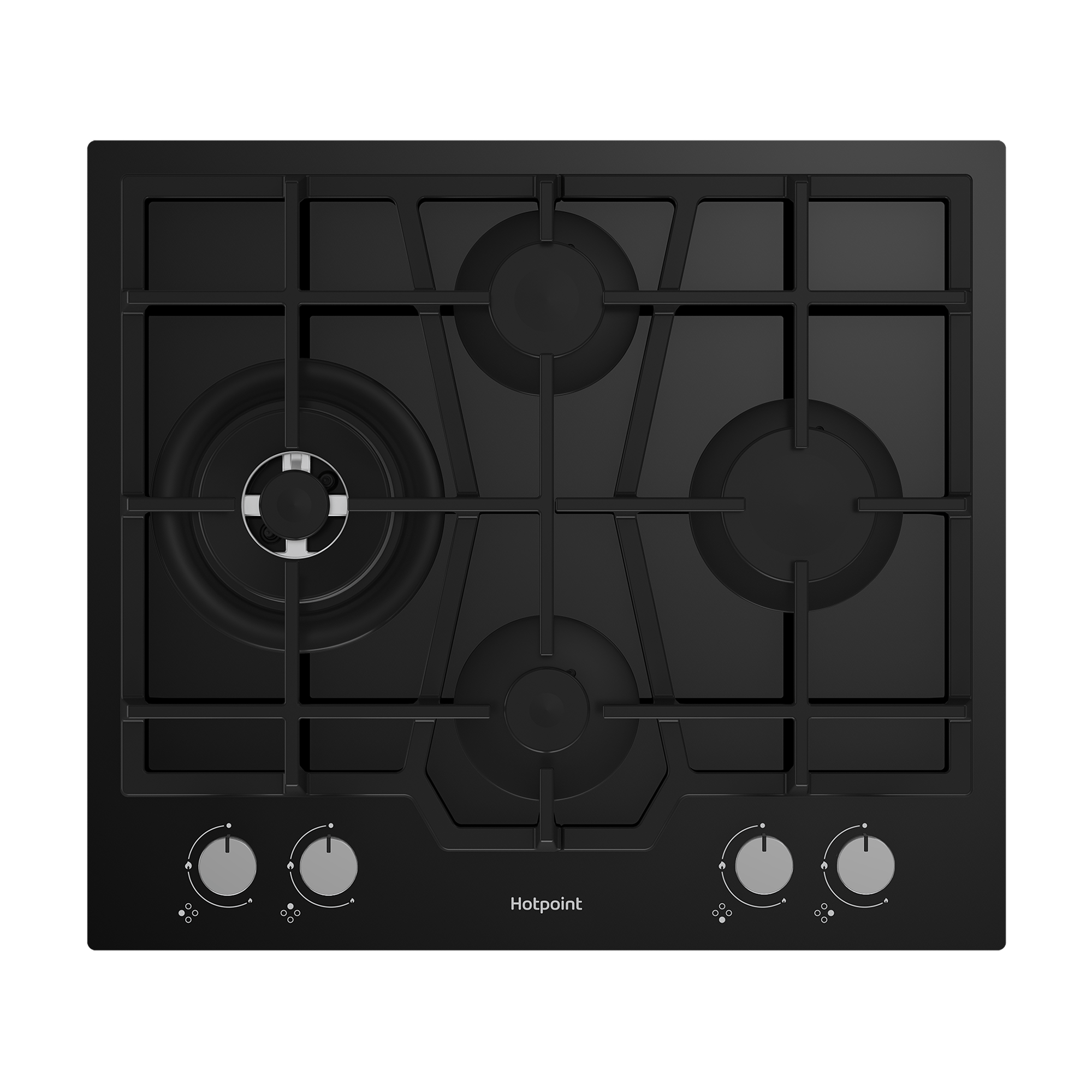Газовая варочная панель Hotpoint HG 62FD/BK, форма ромба, цвет черный, 4 конфорки
