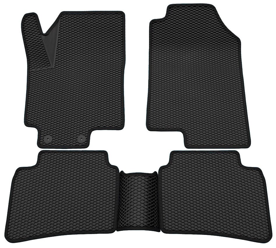 Коврик салонный 3D EVA Ромб резиновый для Hyundai Solaris (17-Н. В.) Черный кант, компл