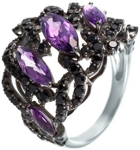 Кольцо, золото, 585 проба, аметист, сапфир