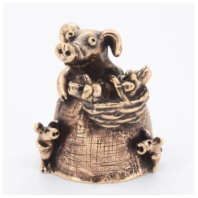 Наперсток Свинка с поросятами из Бронзы от Рязанской литейной мастерской