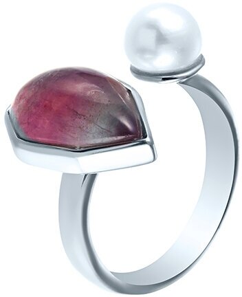 Кольцо, серебро, 925 проба, жемчуг, флюорит