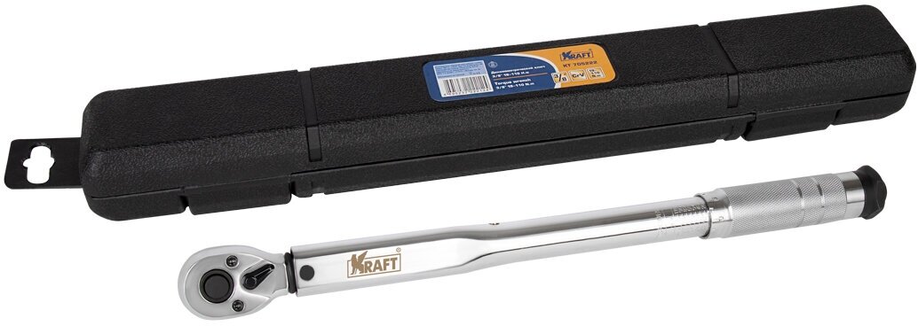 Динамометрический ключ KRAFT в кейсе , 3/8 дюйма, 19-110 Н·м