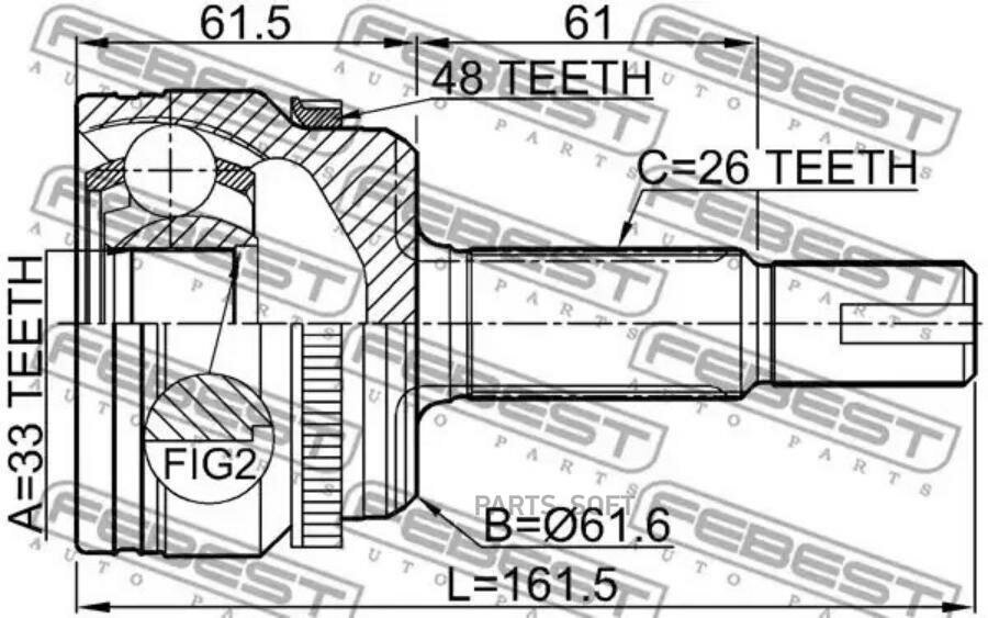 FEBEST 0110-ASV50LA48 ШРУС наружный 33X61.6X26 TOYOTA CAMRY/HYBRID ACV51/ASV50/AVV50/GSV50 2011- ()