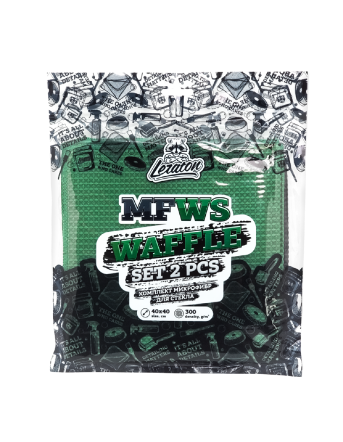 Leraton Комплект вафельных микрофибр для стекла MFWS WAFFLE SET 2 PCS 40x40 300 гр/м2