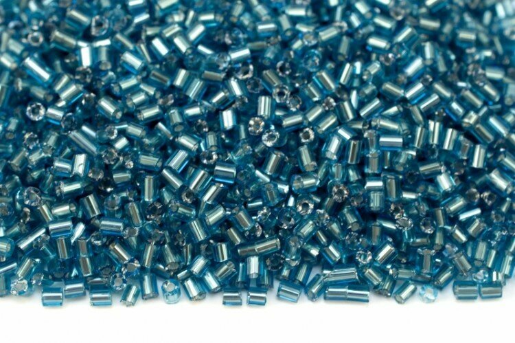 Бисер китайский рубка размер 11/0, цвет 0023В голубой, серебряная линия внутри, 450г