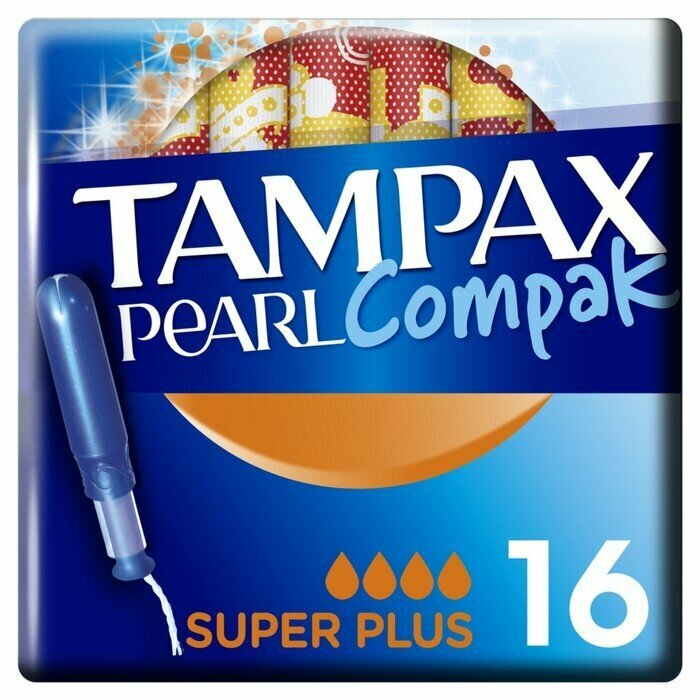 Tampax Женские гигиенические тампоны Compak Pearl с аппликатором Super Plus Duo 16шт