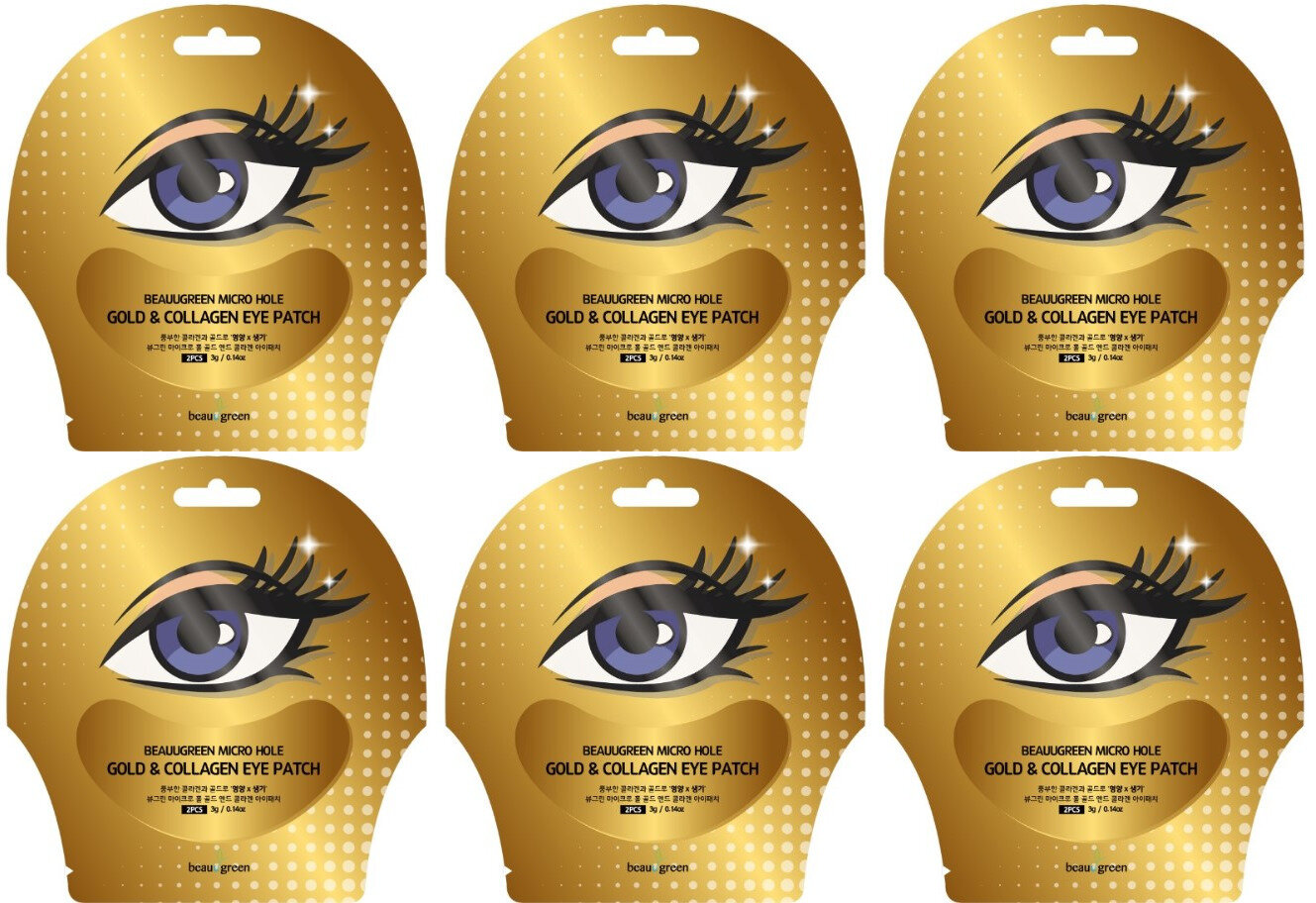 Beauugreen Маска-патч Beauugreen Micro Hole Gold & Collagen Eye Patch,6 шт