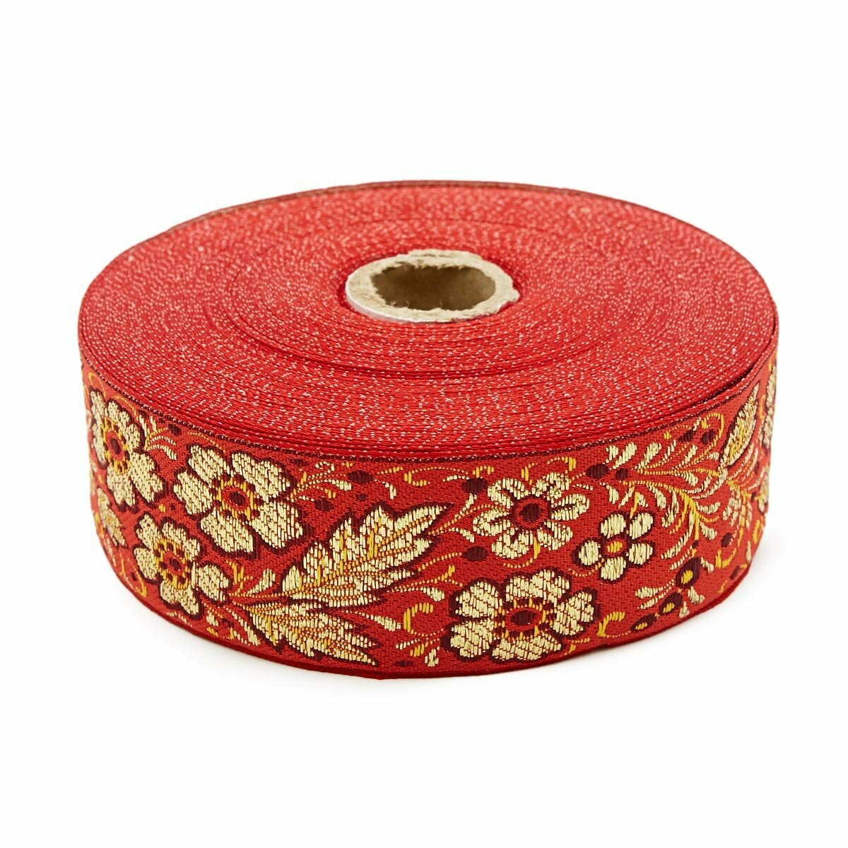 С3347Г17 Лента жаккардовая с метанитом, рисунок 9560 'Яблоневый цвет', 50мм*25м (6 красный)